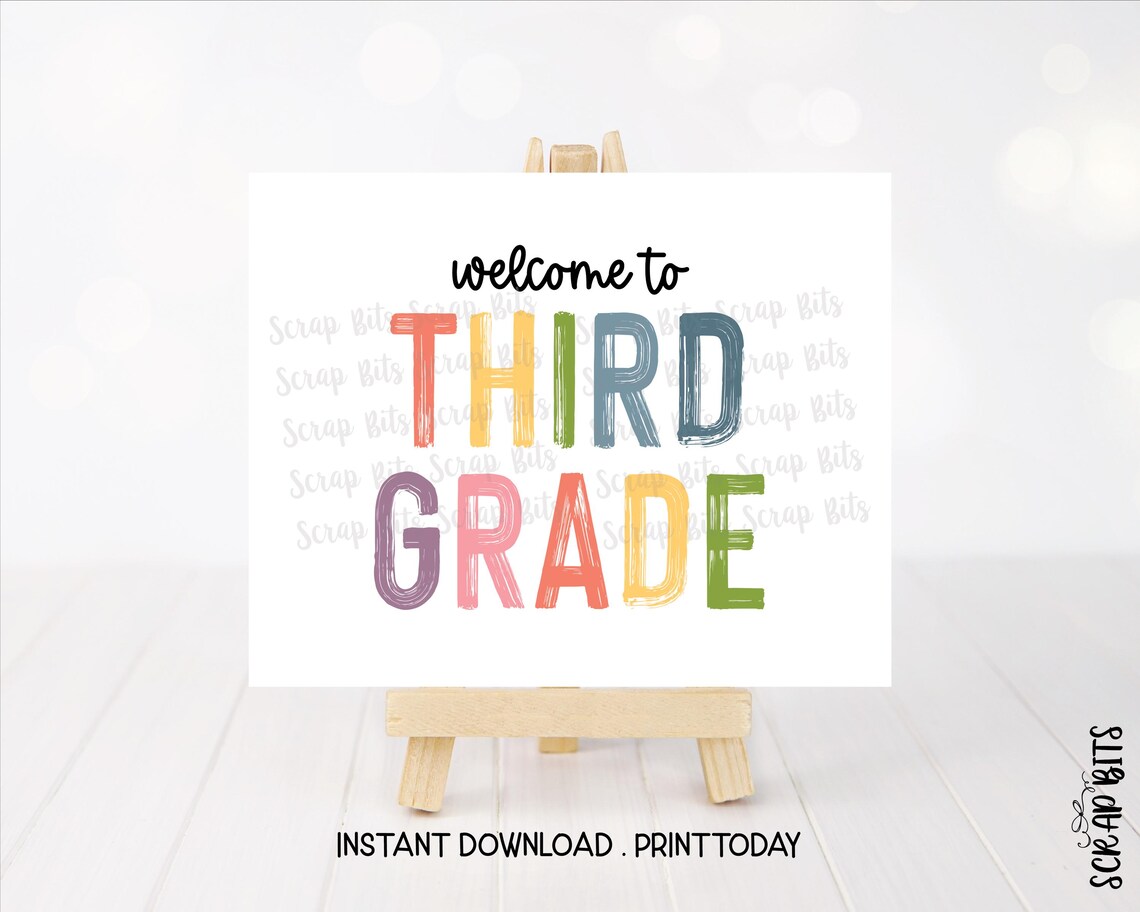 Welcome to Third Grade Sign, Pastel Rainbow Classroom Sign, 3rd Grade ...