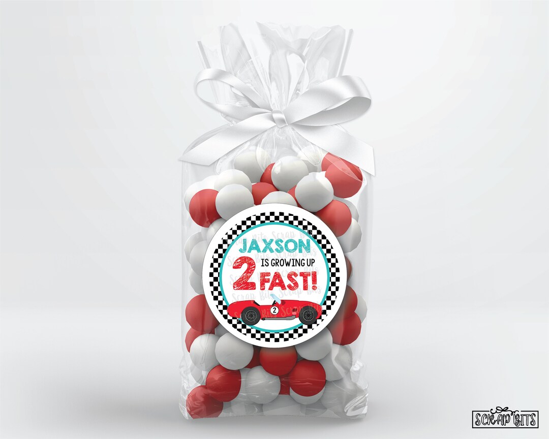 Growing up 2 Fast . Racing Birthday Party Stickers . Personalized Favor ...