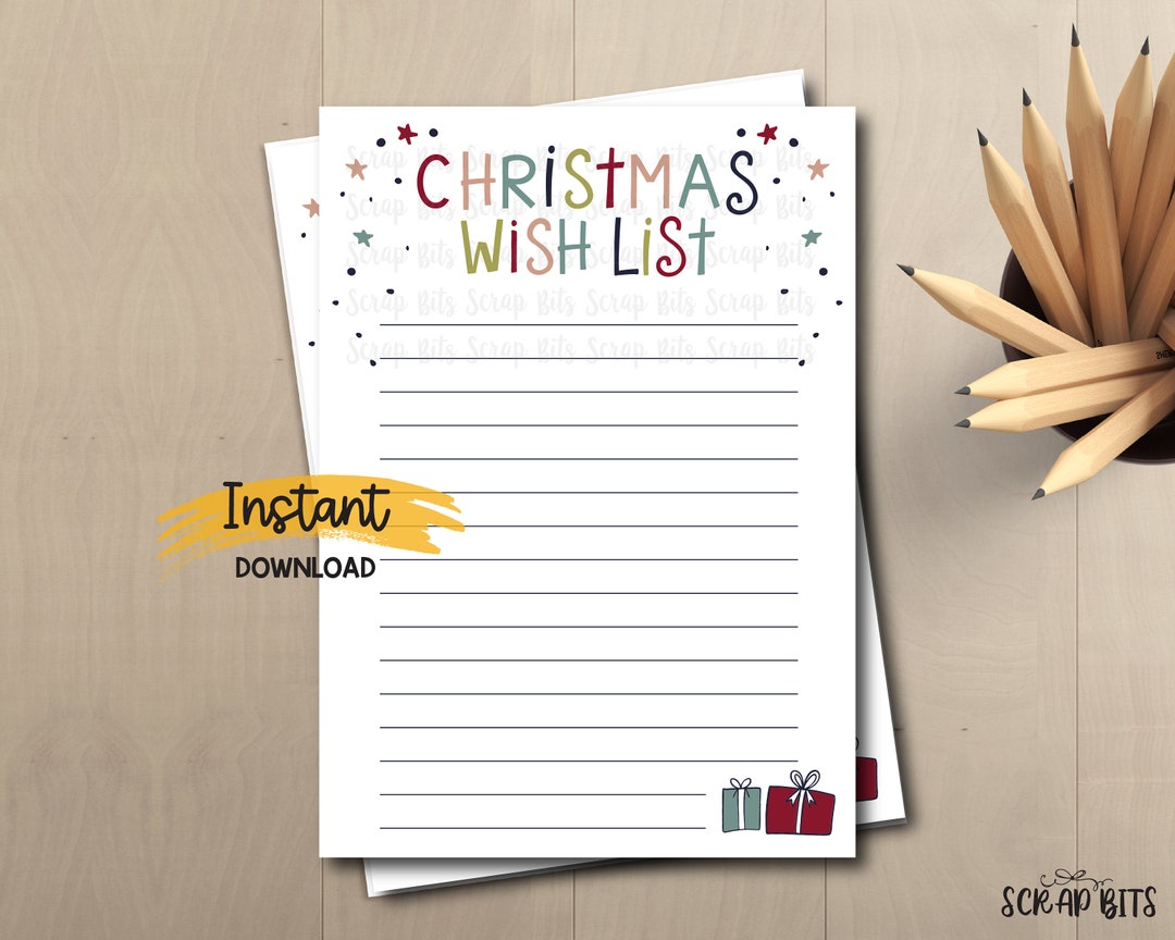 Christmas Wish List, Printable Christmas List, Printable Holiday List ...