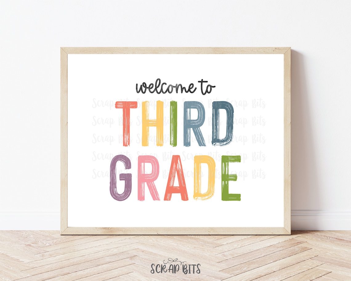 Welcome to Third Grade Sign, Pastel Rainbow Classroom Sign, 3rd Grade ...