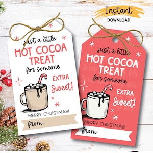 Christmas Hot Cocoa Tags, Hot Chocolate Treat for Someone Sweet Tag ...
