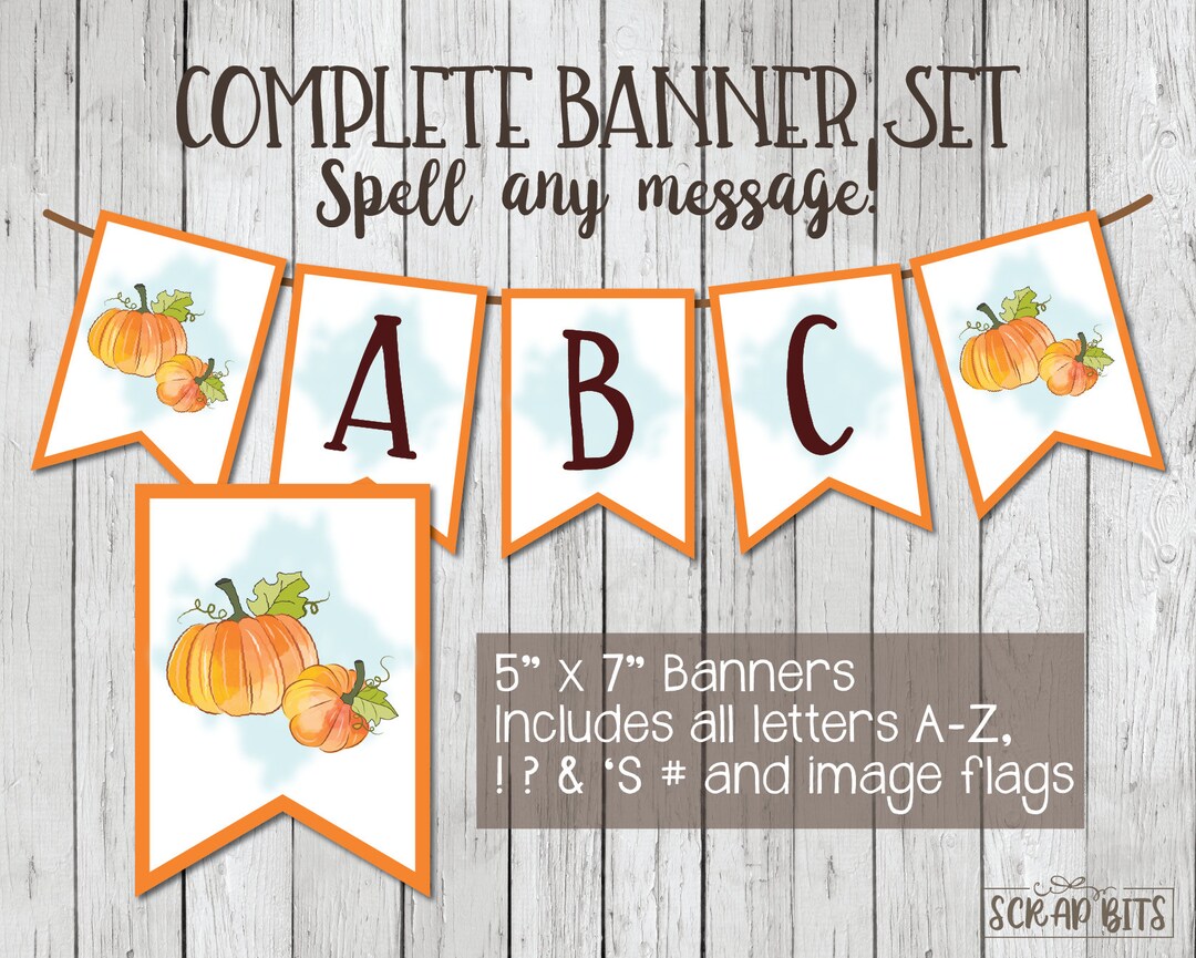 Printable Watercolor Pumpkins Banner Complete Letter Set - Etsy