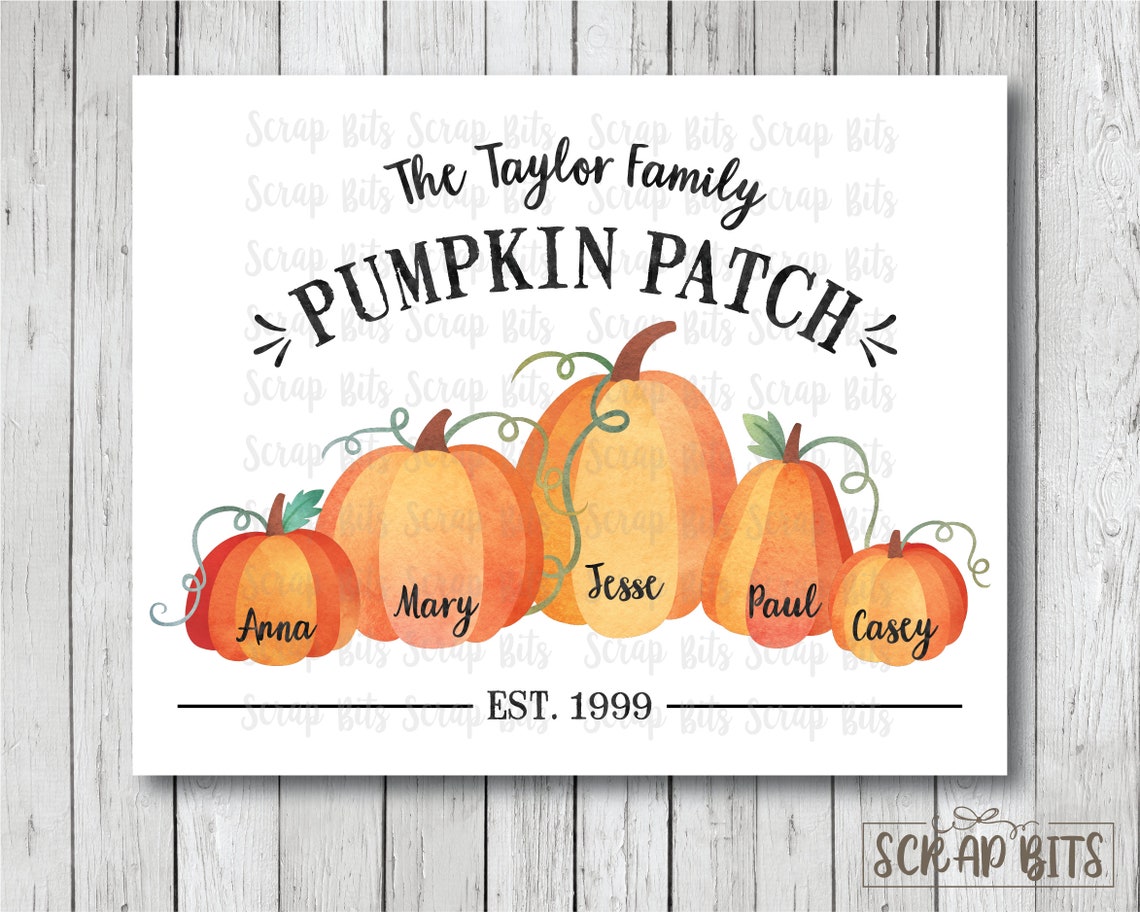 Pumpkin Family Print Printable Fall Decor . Custom Family | Etsy