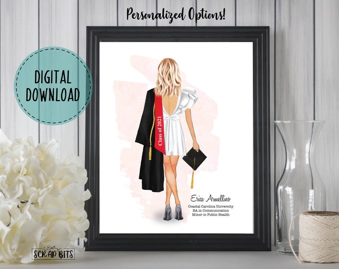 Custom Graduation Portrait PRINTABLE Personalized Grad Gift - Etsy Canada