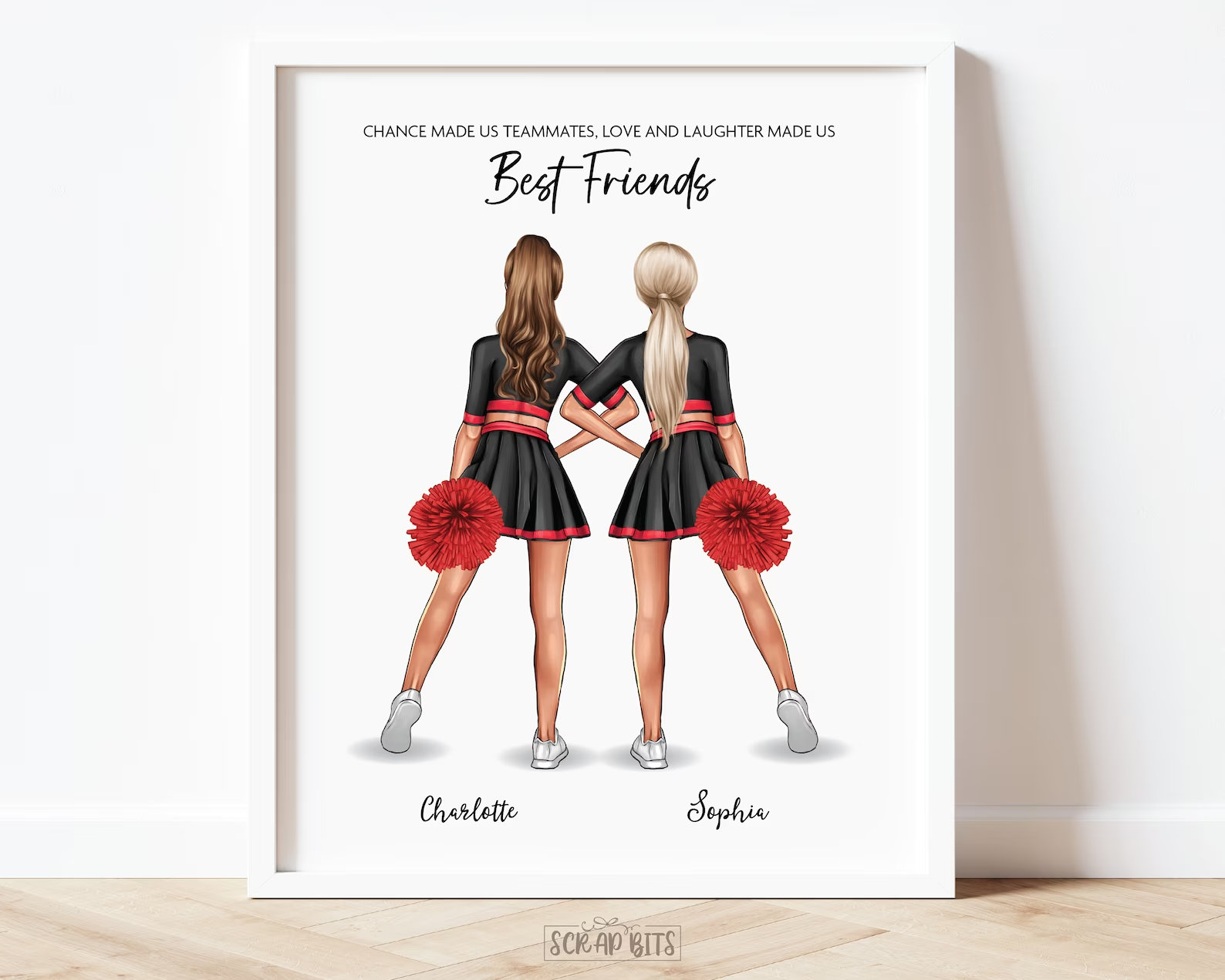 Cheer Sisters Portrait Print, Custom Big & Little Cheer Gift for ...