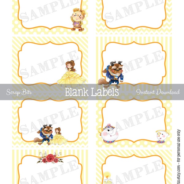 Princess Food Labels - Etsy