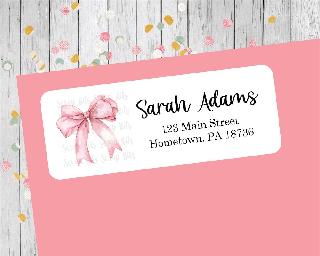 Pink Bow Address Labels, Personalized Return Address Labels - Etsy