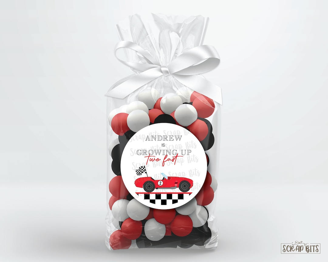 Racing Birthday Stickers, Growing up Two Fast Red Race Car 2 Fast ...