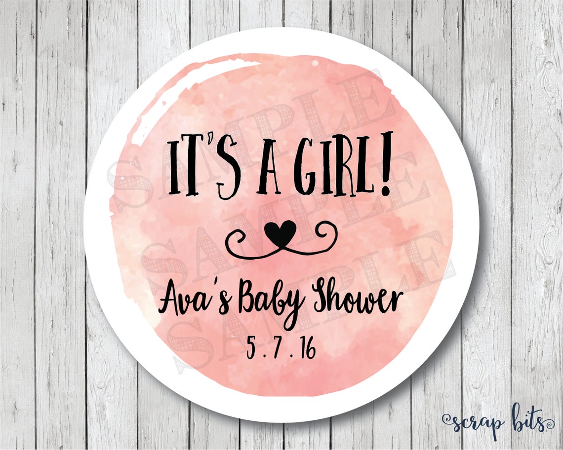 It's A Girl Stickers Watercolor Baby Shower Tags Girl - Etsy