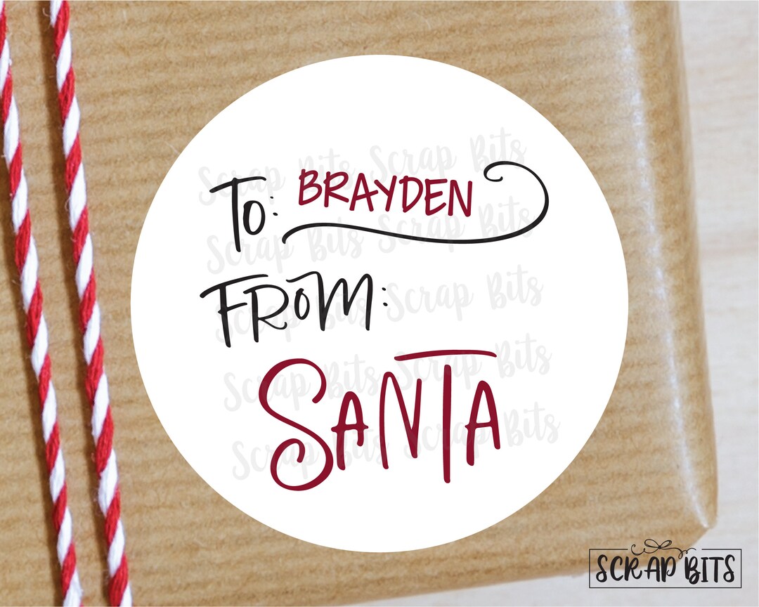 Christmas Gift Stickers From Santa Doodle Lettering, to From ...