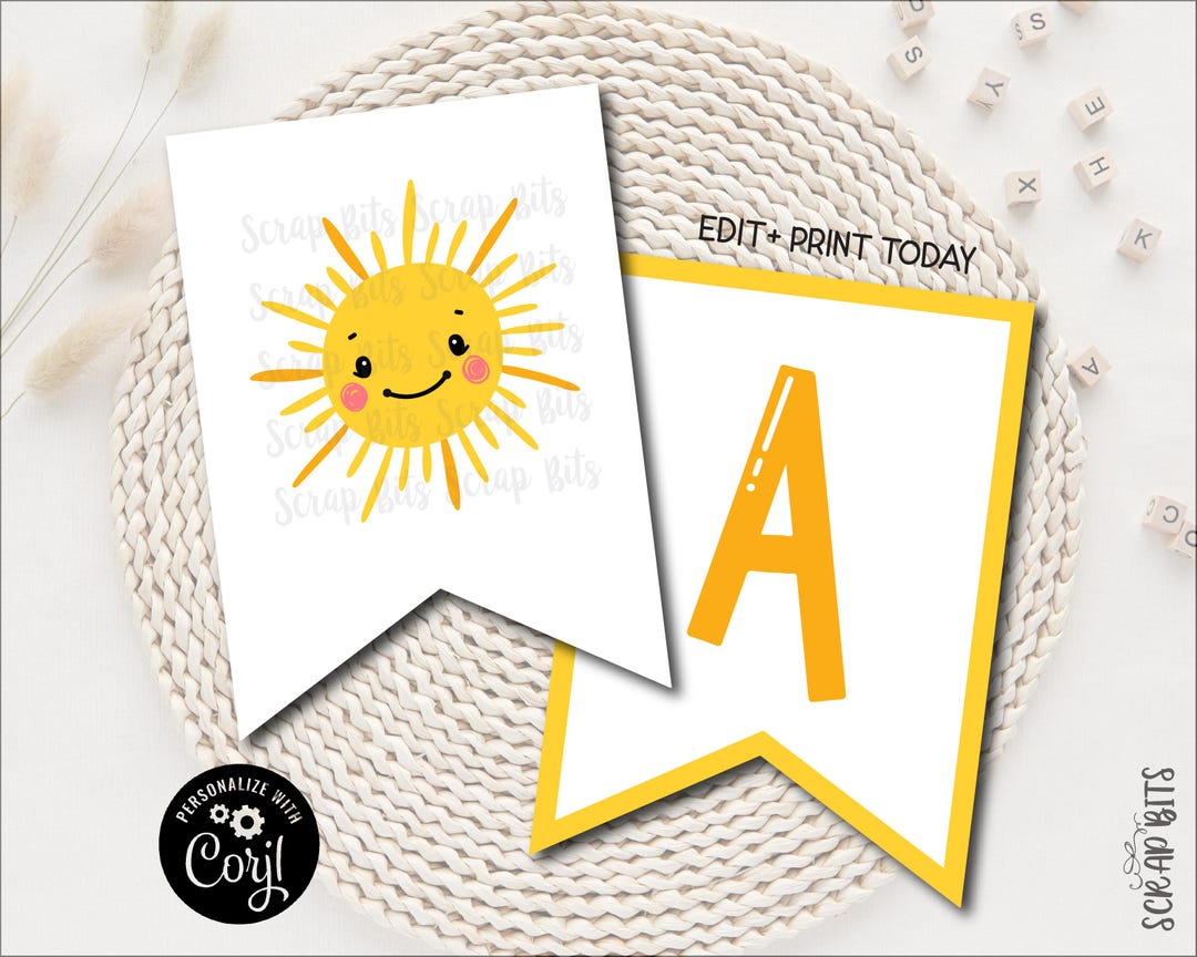EDITABLE Sunshine Party Banner, Smiling Sun, Make Your Own Bunting ...