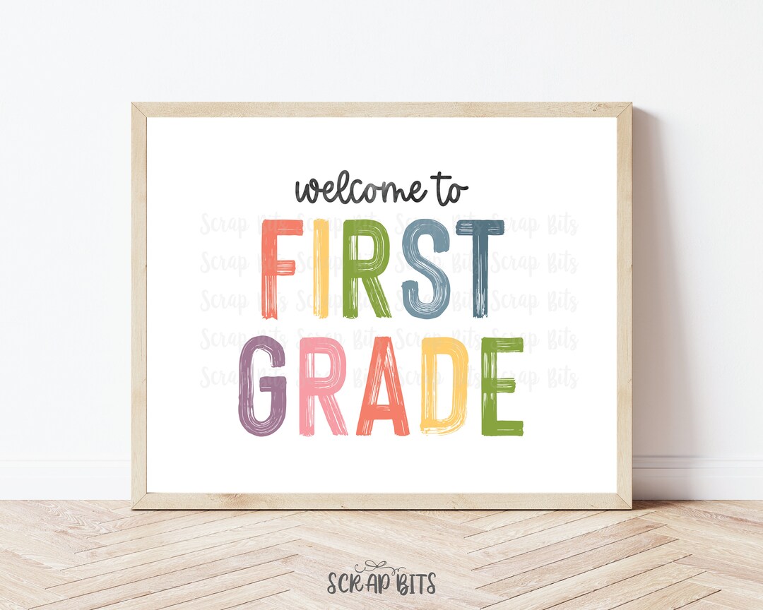 Welcome to First Grade Sign, Pastel Rainbow Classroom Sign, 1st Grade ...