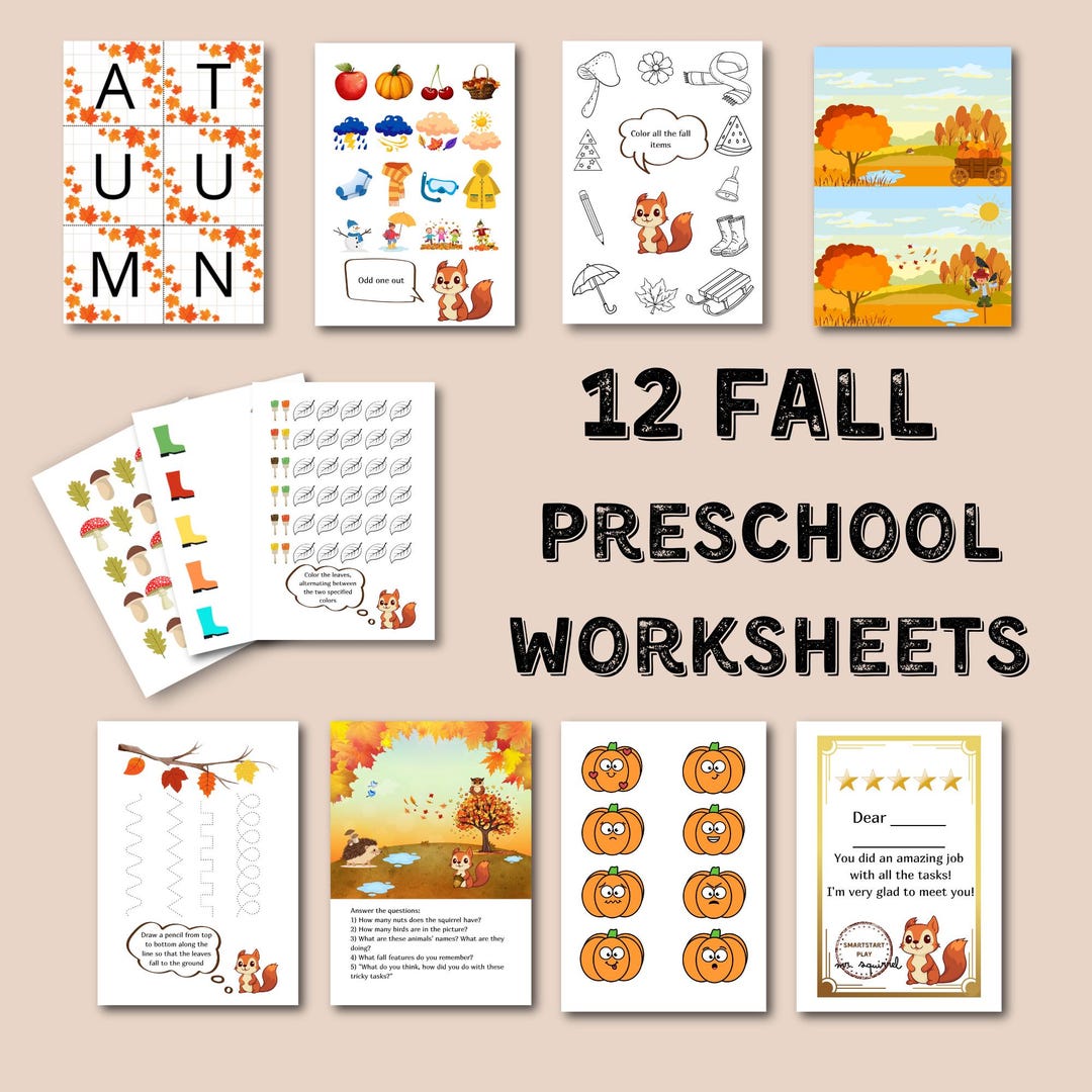 Preschool Kindergarten Printable Activity Worksheets Home Schooling ...