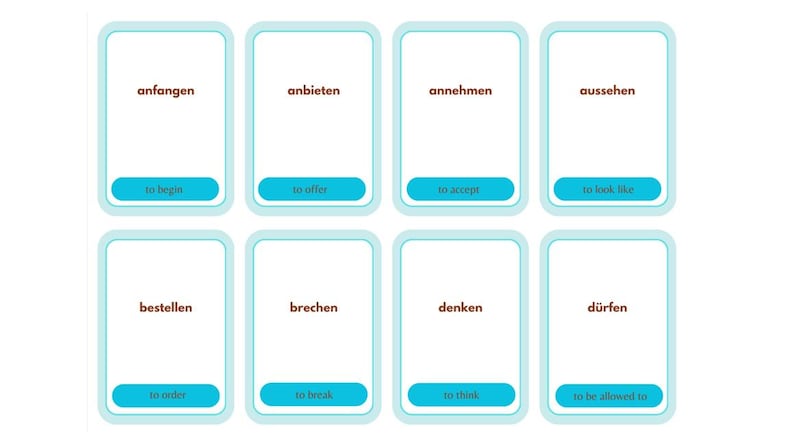 Comprehensive German Verb Flashcards Set 480 Verbs From A1 to C2 Levels ...