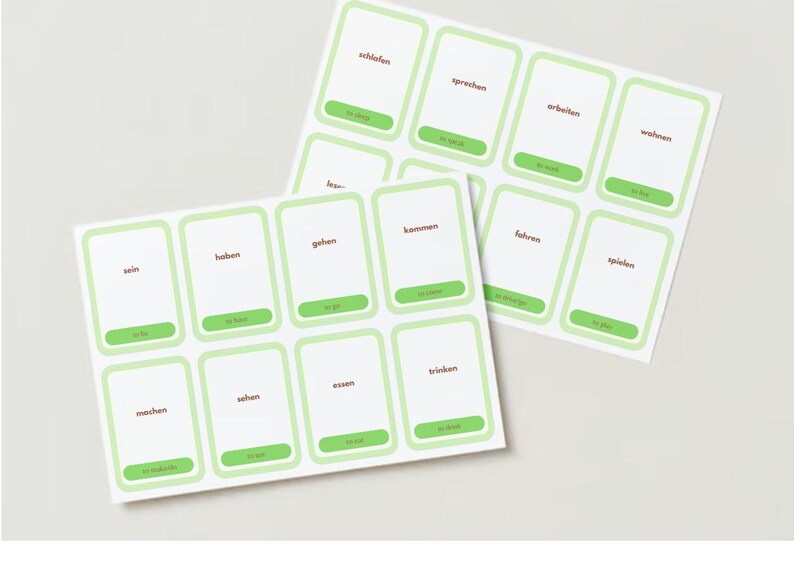 Comprehensive German Verb Flashcards Set 480 Verbs From A1 to C2 Levels ...