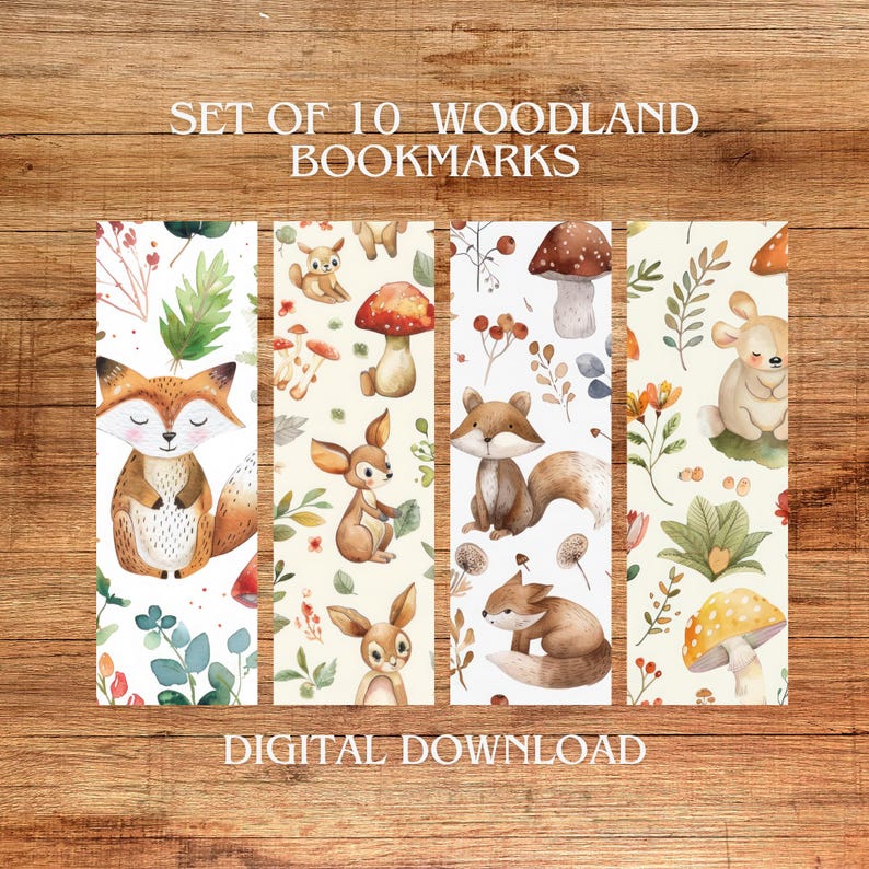 10 Cottagecore Woodland Animal Printable Bookmarks Digital Download JPG ...