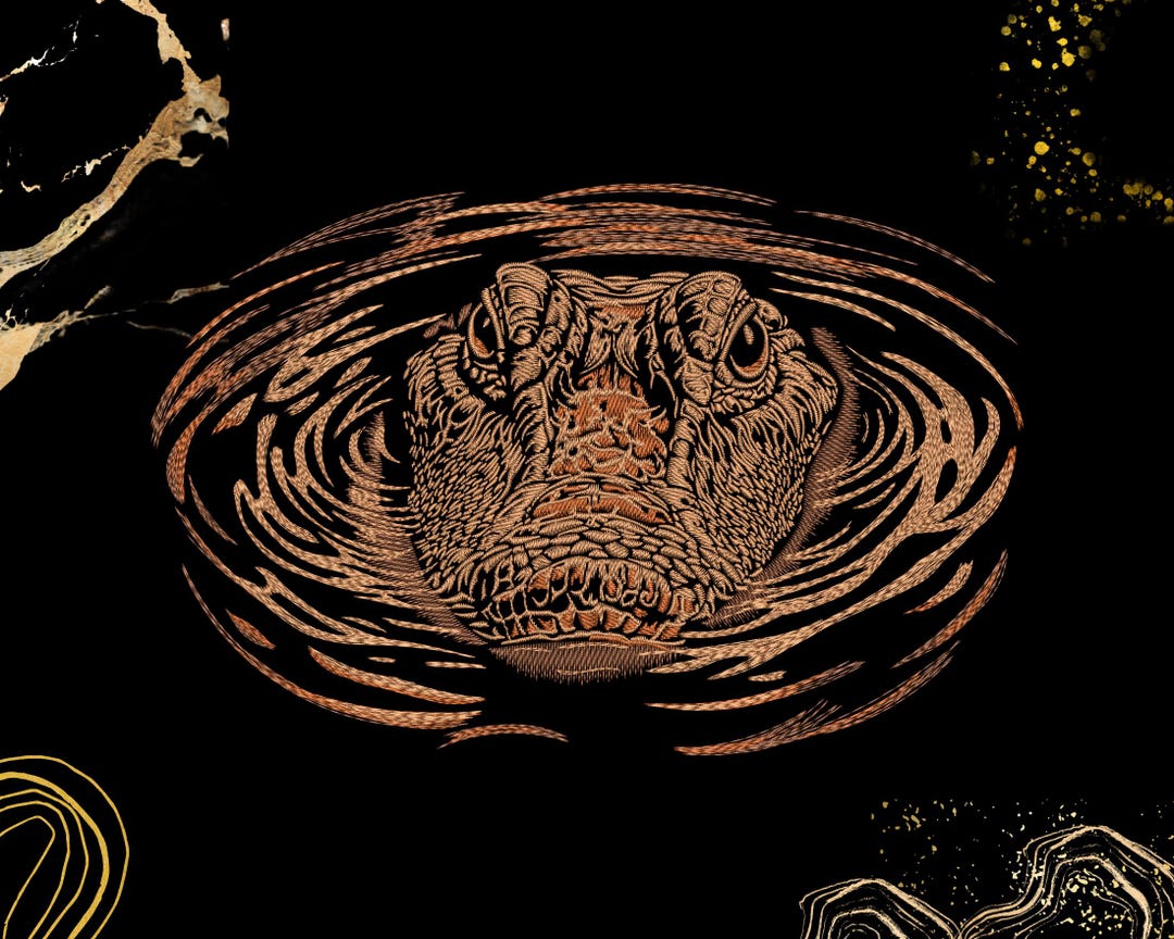 Alligator Embroidery Design | Swamp Wildlife Theme | for Dark Shirt ...