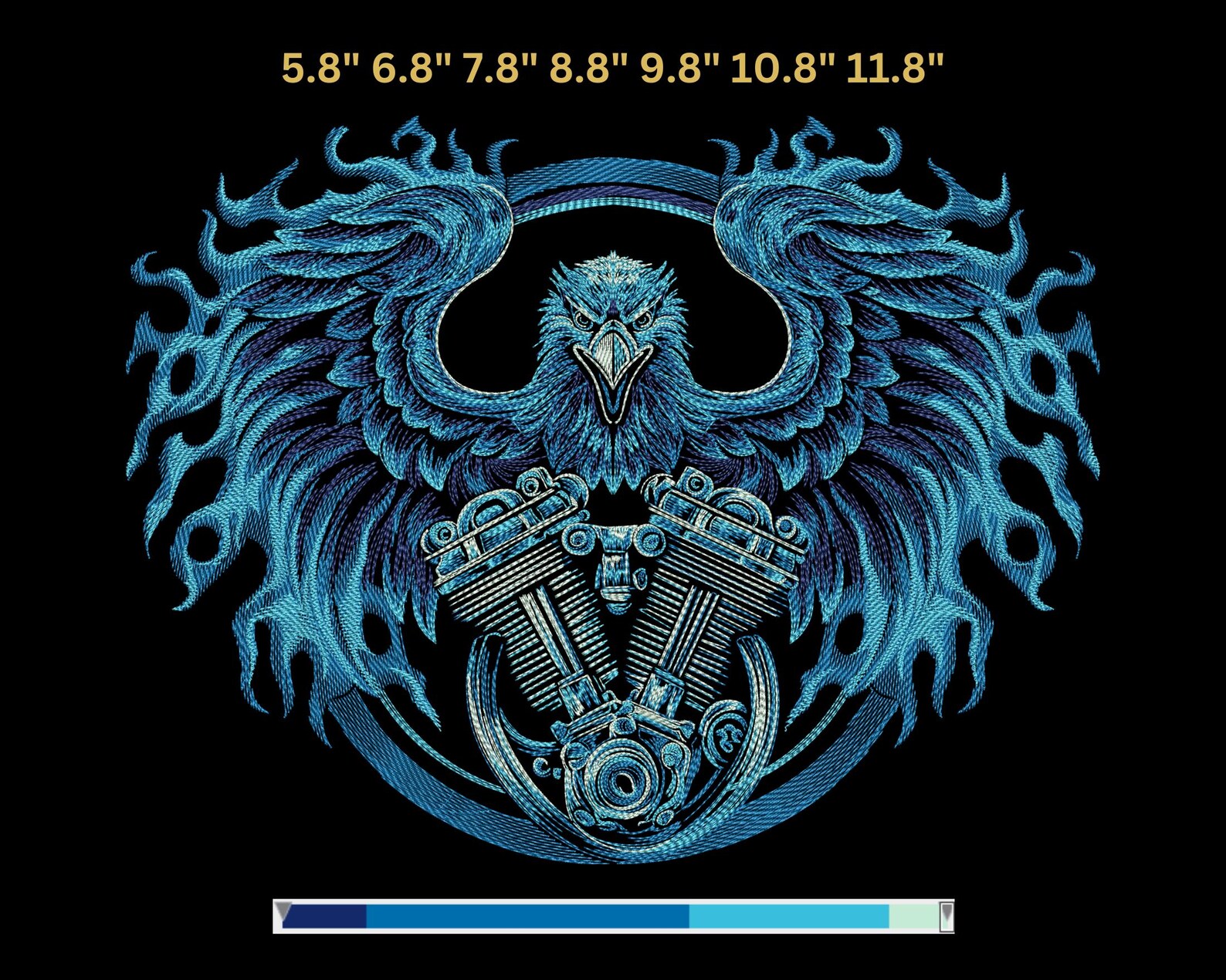 Blue Eagle Engine Embroidery Design | Biker Mechanical Eagle ...