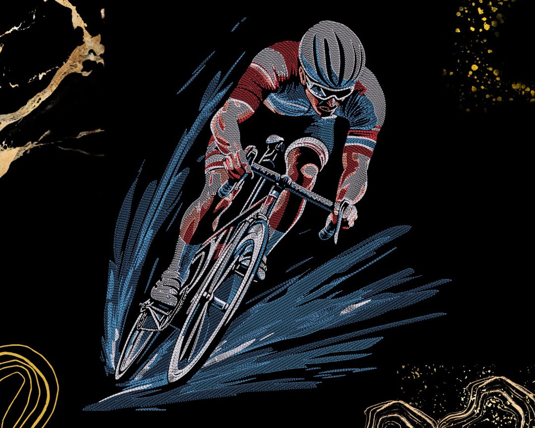 Cyclist Embroidery Design | Racing Bike Sports Theme | for Athletes and ...