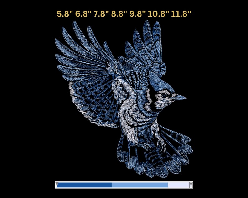 Flying Blue Jay Embroidery Design | Bird Art Pattern | Clothing & Home ...