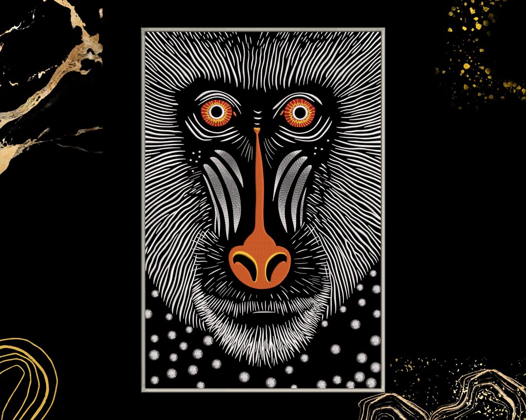 Mandrill Embroidery Design | Abstract Animal Art | Machine Embroidery ...