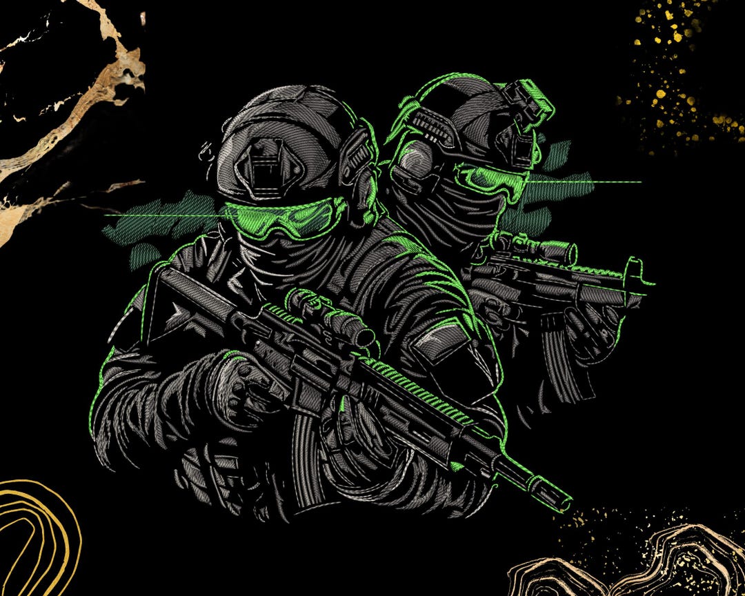Tactical Soldiers Embroidery Design | Special Forces Duo | Military ...