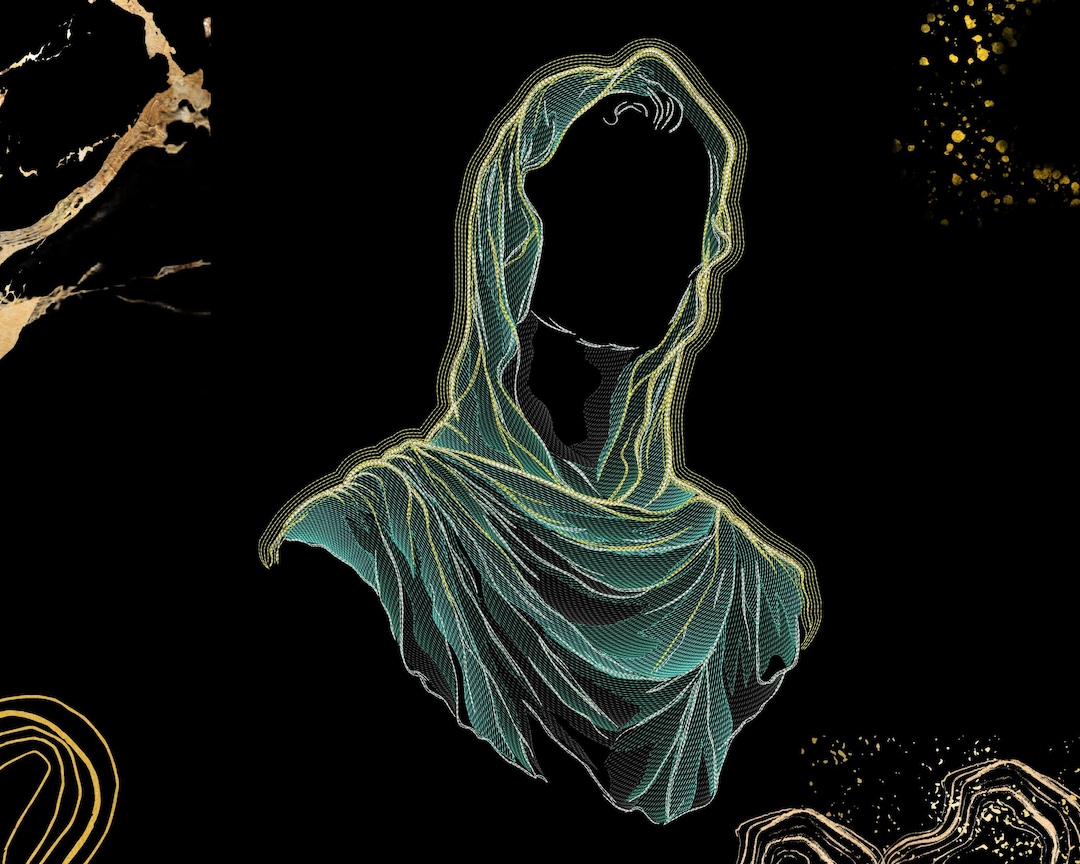 Hooded Faceless Embroidery Design | Gothic Line Art Figure | Dark ...