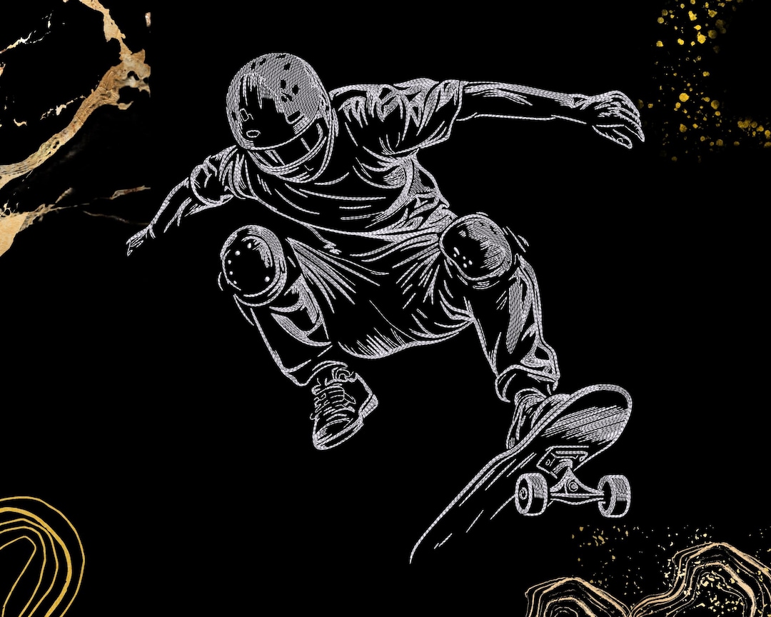 Skateboarder Embroidery Design | Extreme Sports Style | for Jackets ...