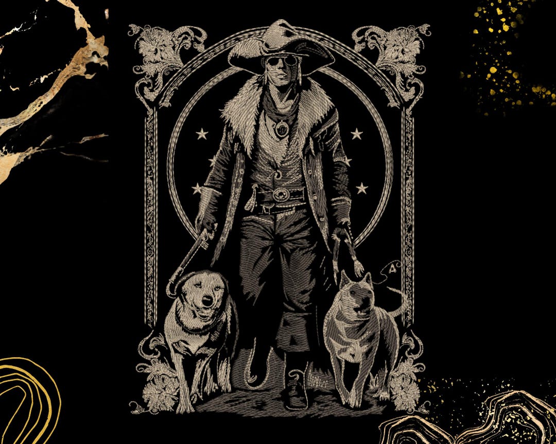 Cowboy Embroidery Design | Western Gothic Stitch Pattern | Machine ...