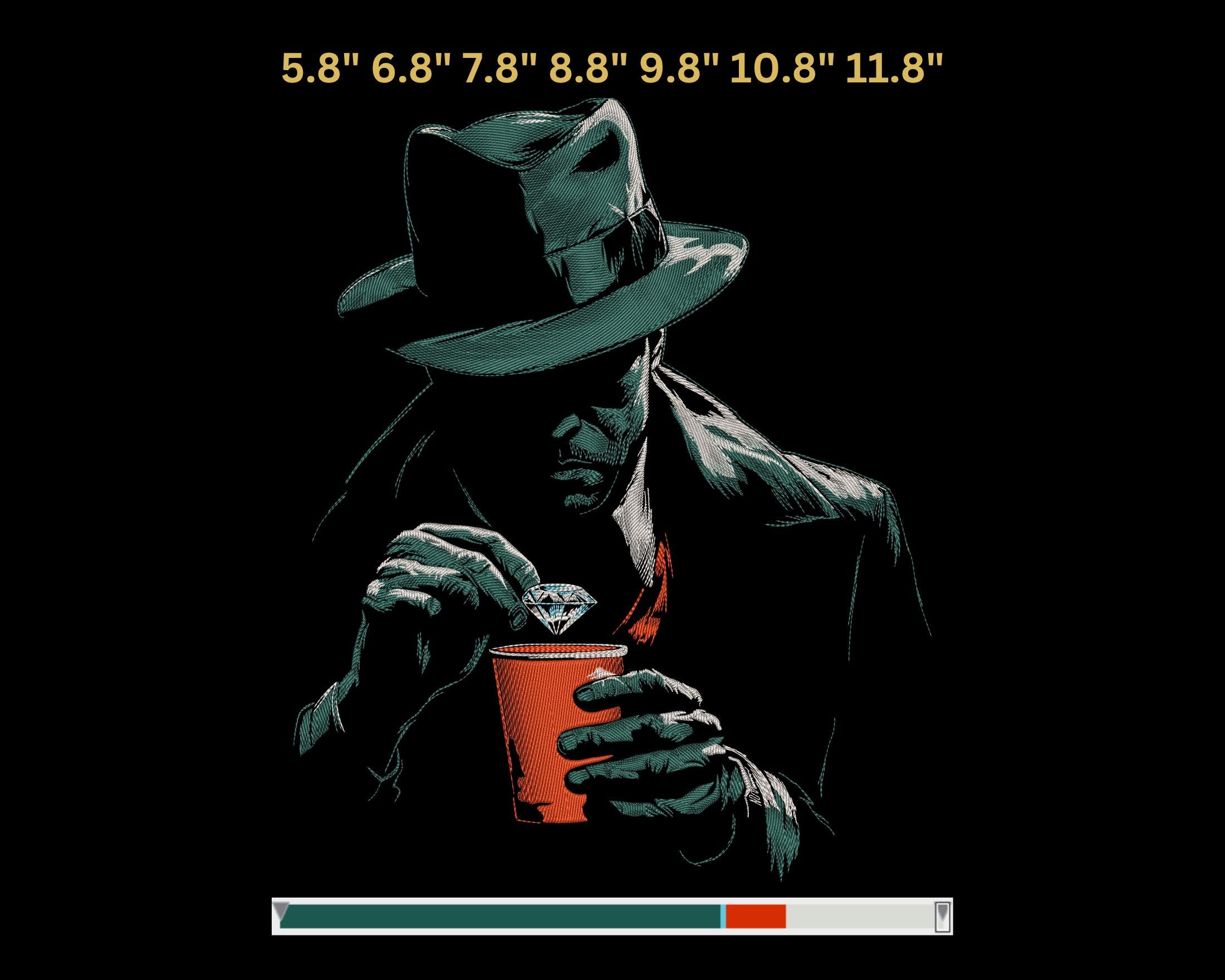 Diamond Noir Detective Embroidery Design | Vintage Crime Aesthetic ...
