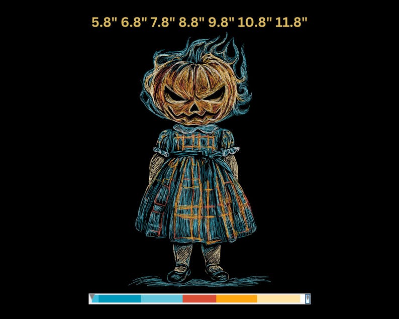 Pumpkin Doll Girl Embroidery Design | Spooky Halloween Gothic Doll ...