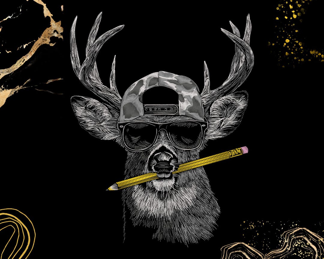Hipster Deer Embroidery Design | Cool Deer With Antlers Streetwear Art ...