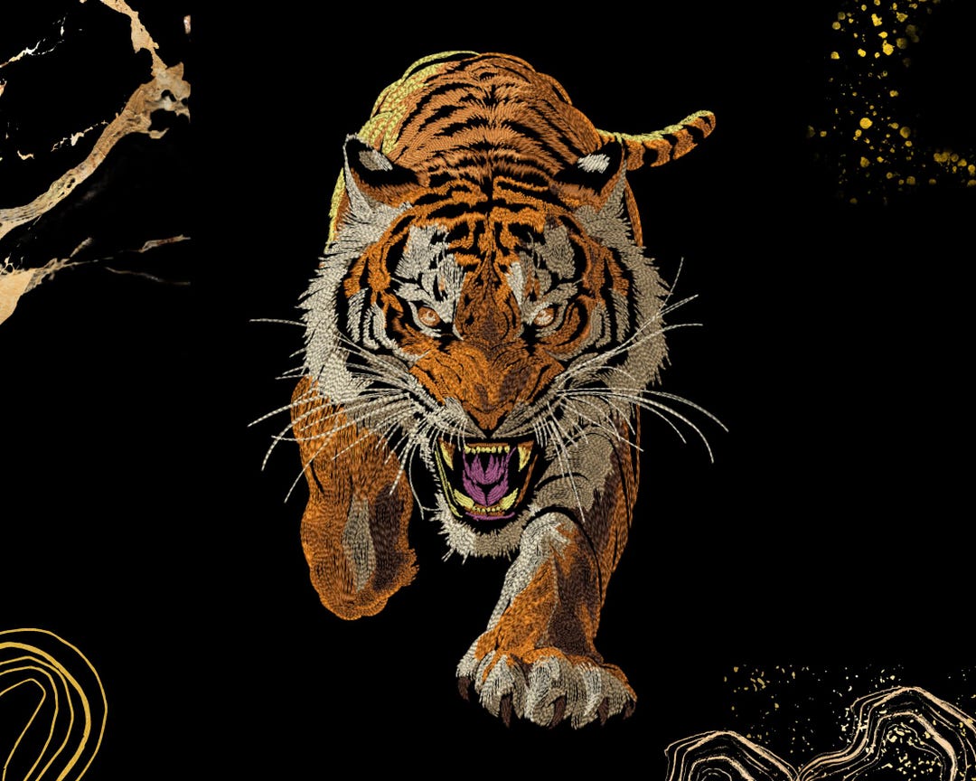Tiger Embroidery Design | Ferocious Tiger Stitch Pattern | Digital ...