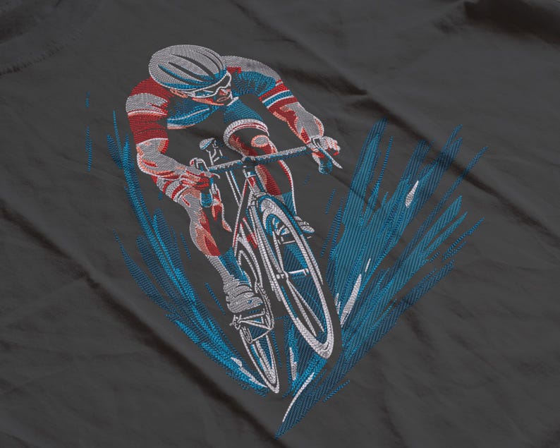 Cyclist Embroidery Design | Racing Bike Sports Theme | for Athletes and ...