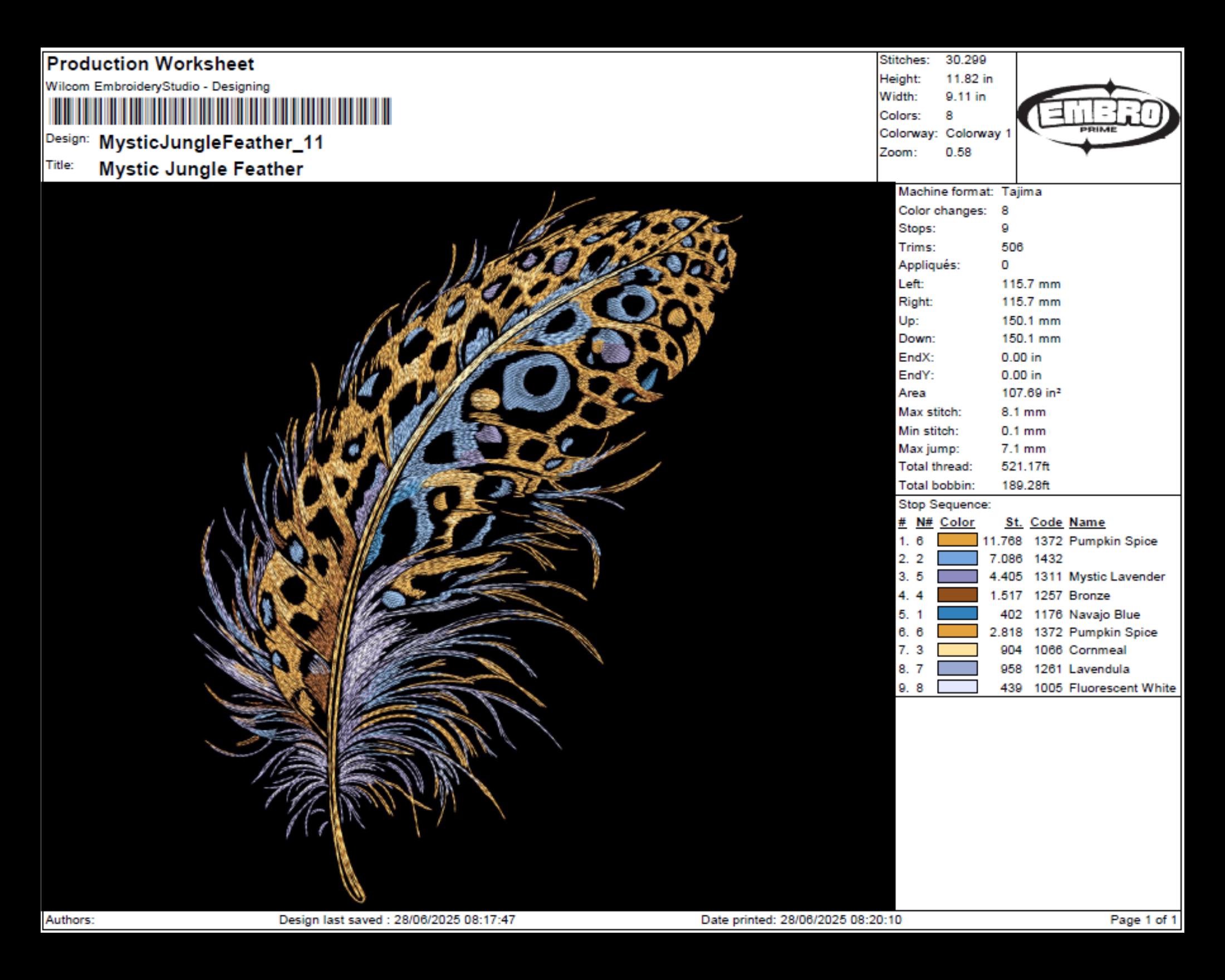 Leopard Feather Embroidery Design | Jungle Animal Print | for Jackets ...