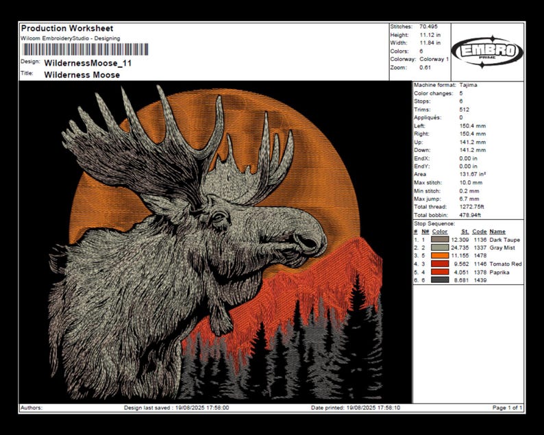 Wilderness Moose Embroidery Design | Wilderness Nature Theme | for ...