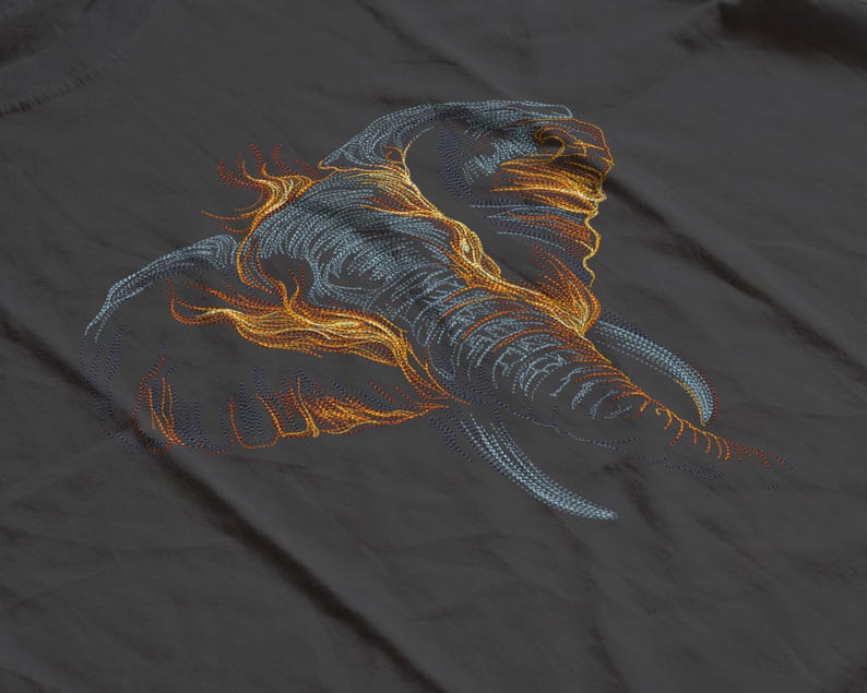 Elephant Fire Embroidery Design | Flaming Line Art Elephant | Wildlife ...