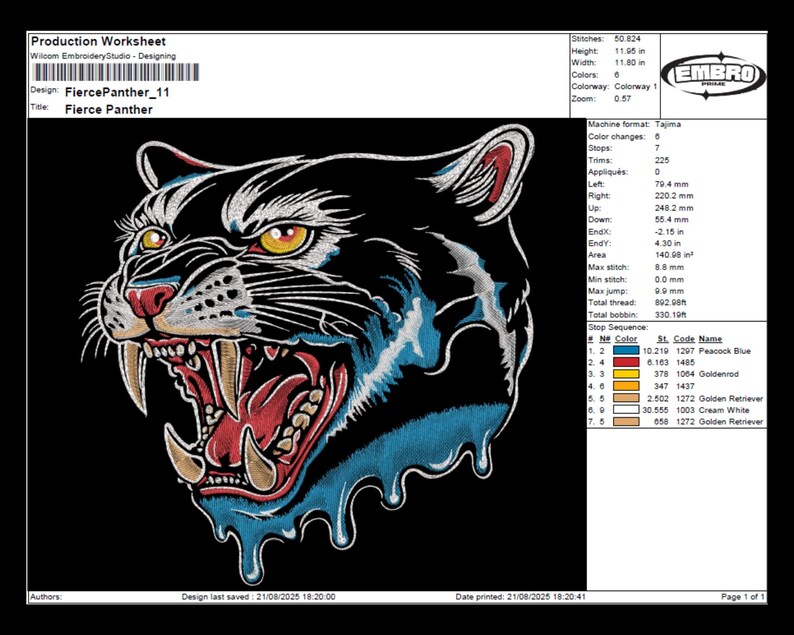 Black Panther Embroidery Design | Wild Cat Machine Pattern | Jacket ...