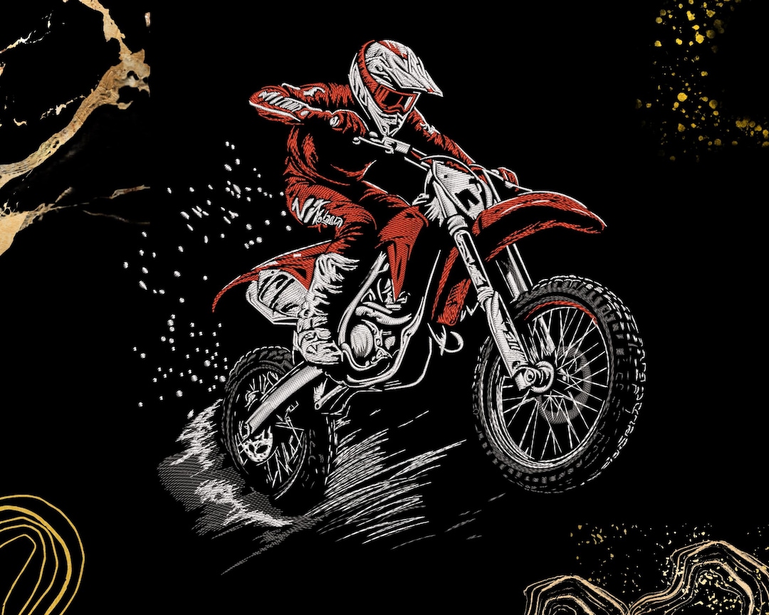 Motocross Embroidery Design | Dirt Bike Rider Jump | Biker Jacket Patch ...