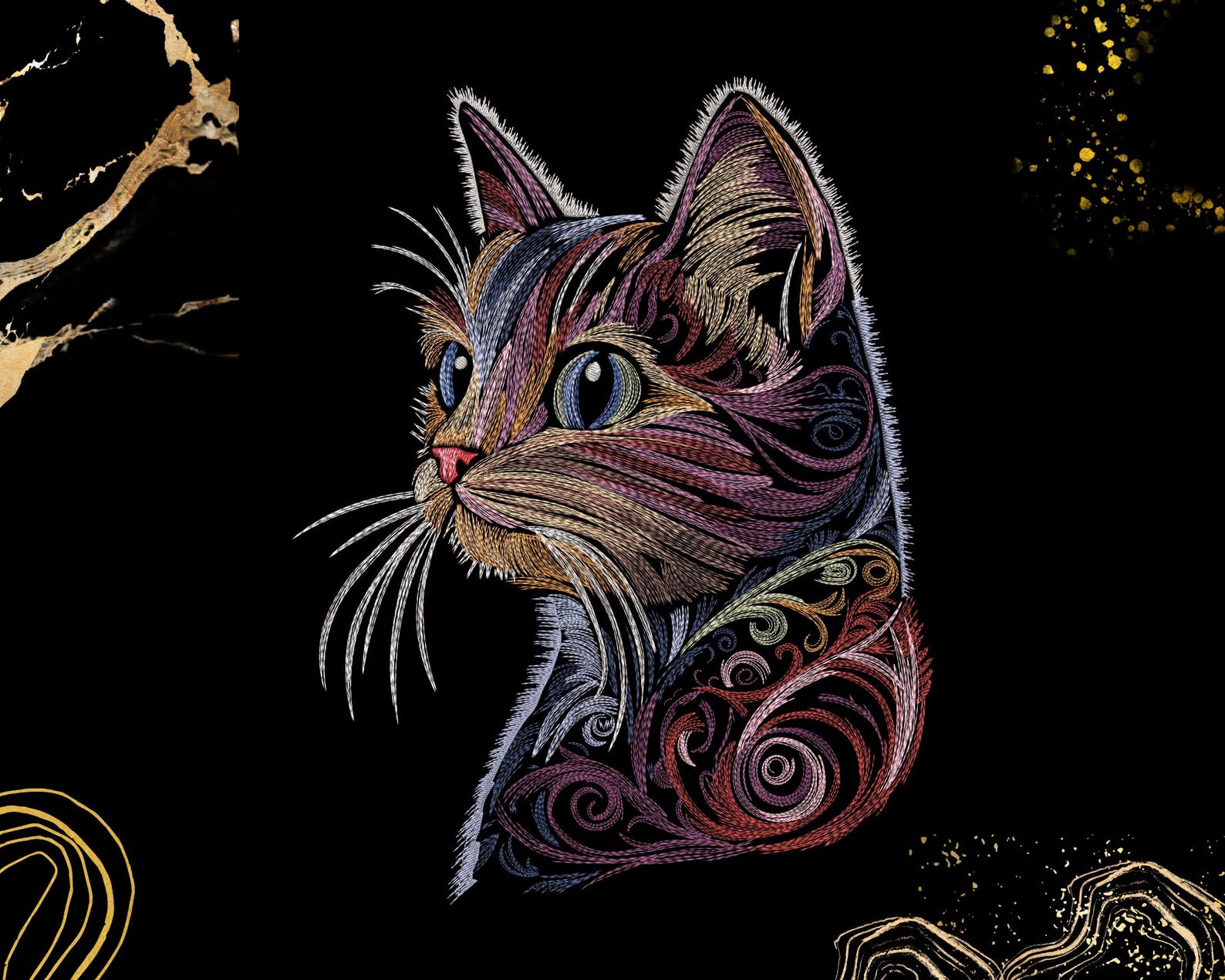 Cat Embroidery Design | Artistic Linework | DIY Embroidery | Digital ...