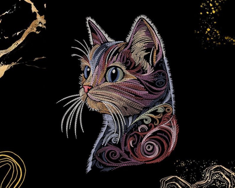 Cat Embroidery Design | Artistic Linework | DIY Embroidery | Digital ...
