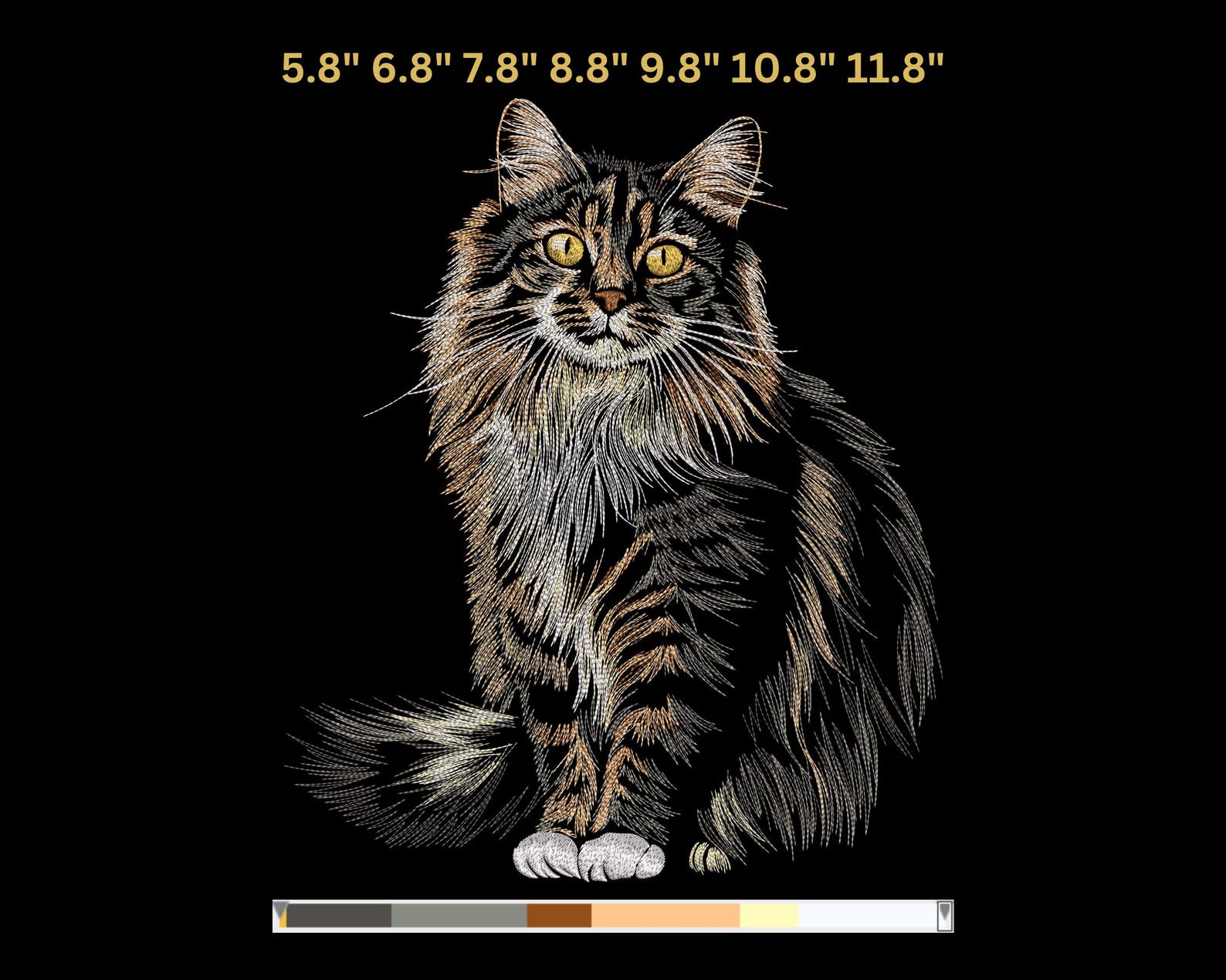 Realistic Maine Coon Cat Embroidery Design | Detailed Feline Art | Pet ...