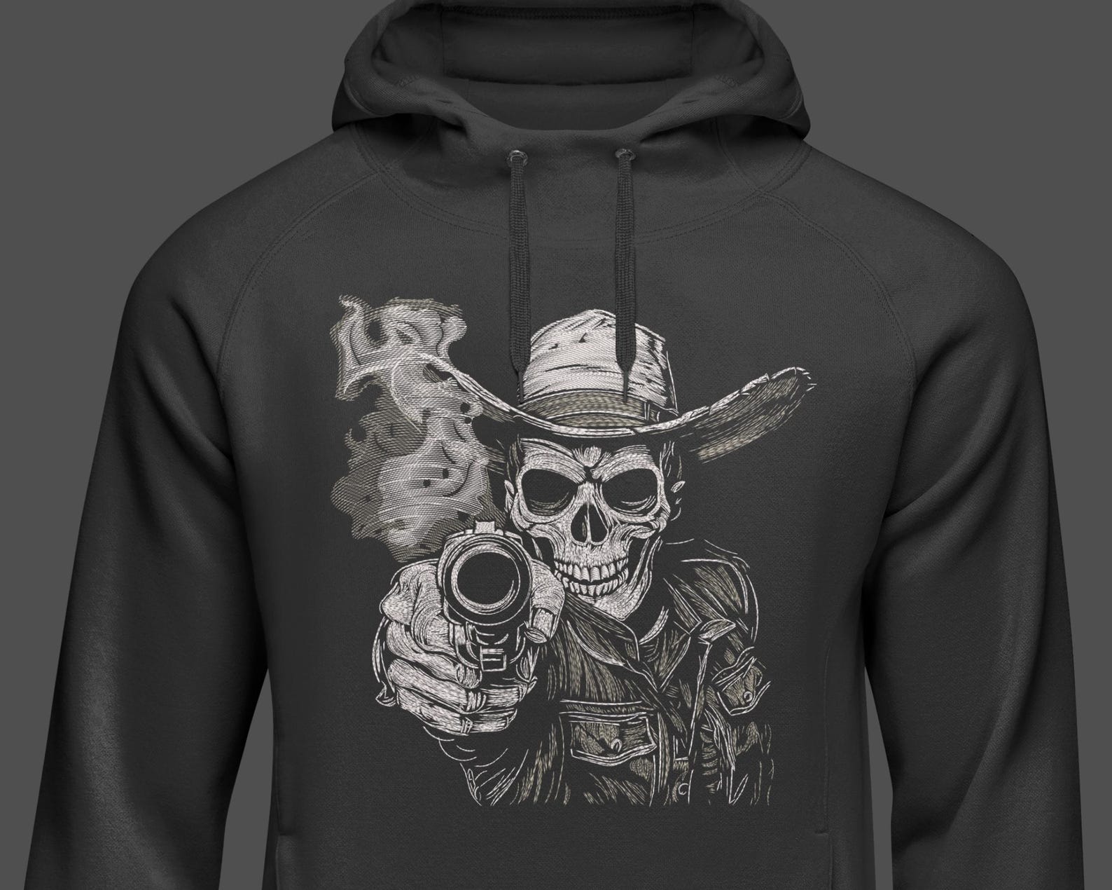 Skull Cowboy Embroidery Design | Wild West Outlaw Theme | for Jackets ...