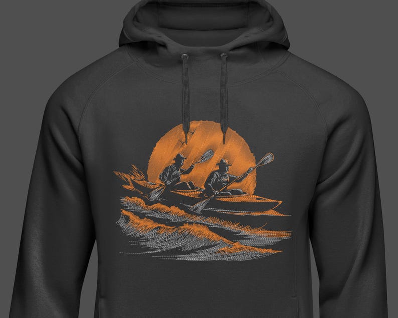 Kayak Duo Embroidery Design | Sunset Adventure Scene | Outdoor Lovers ...