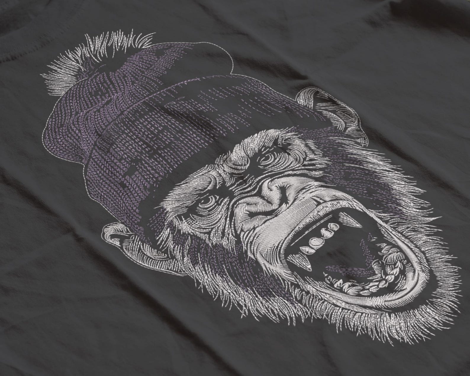 Angry Gorilla Embroidery Design | Wild Animal Art | Jackets Hats ...