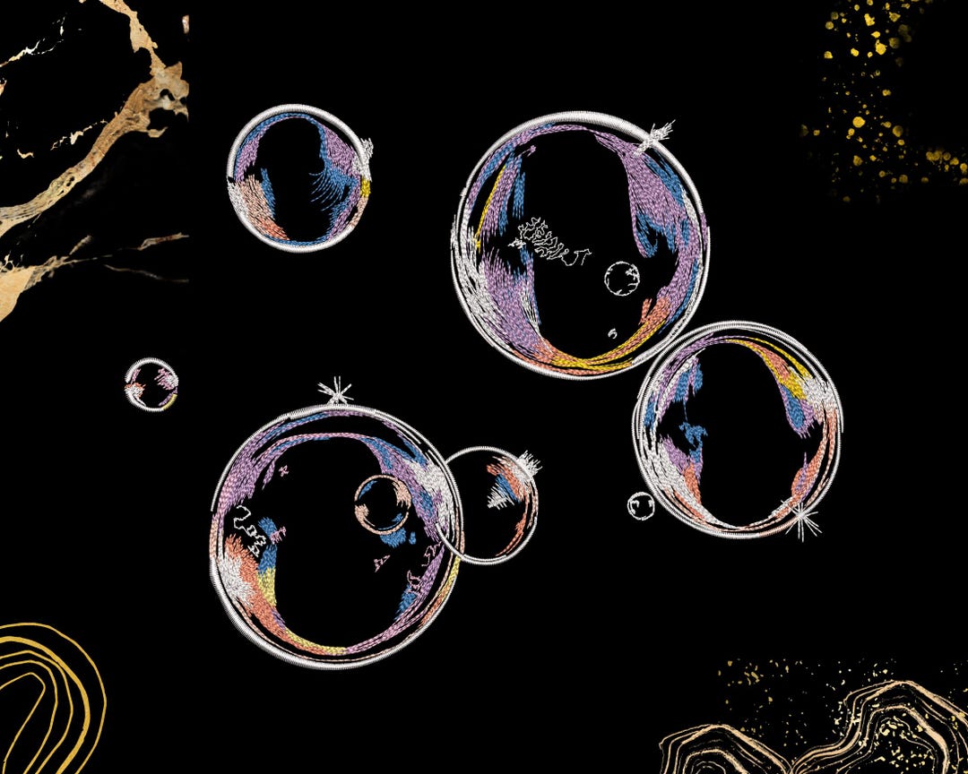 Soap Bubbles Embroidery Design | Colorful Realistic Bubble Theme ...