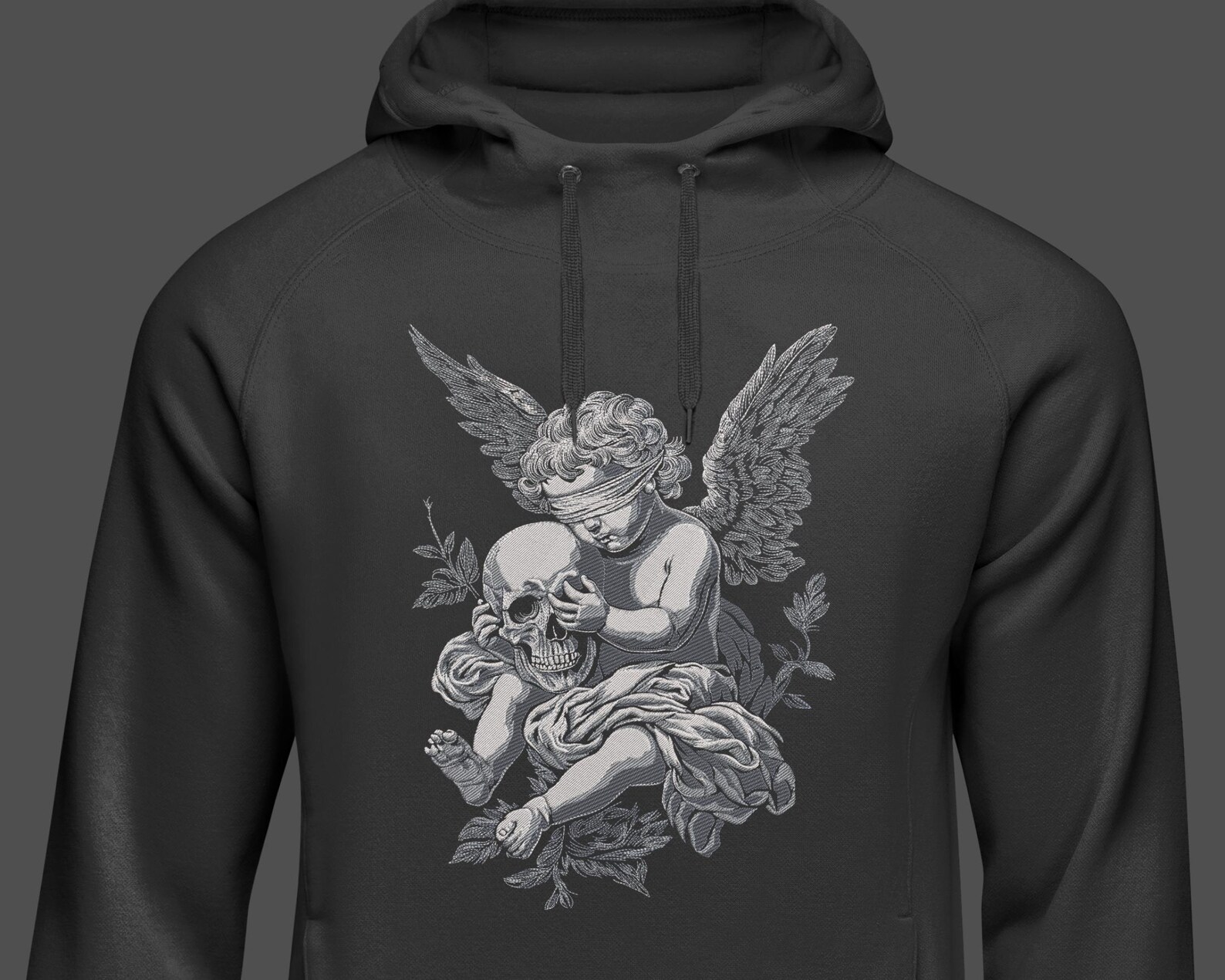 Gothic Angel Embroidery Design | Dark Angel With Skull Art | Gothic and ...