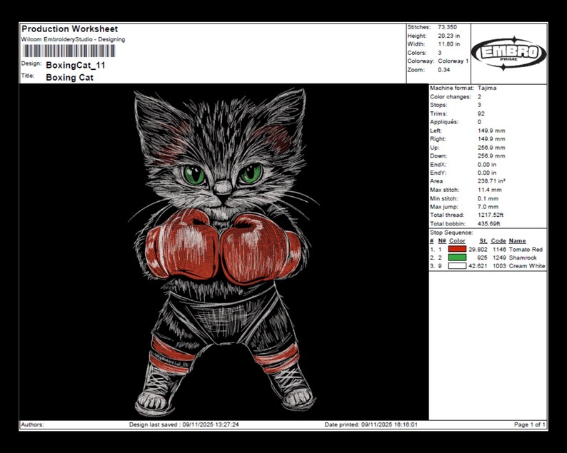 Boxing Cat Embroidery Design | Cute Fighter Animal Theme | for Jackets ...