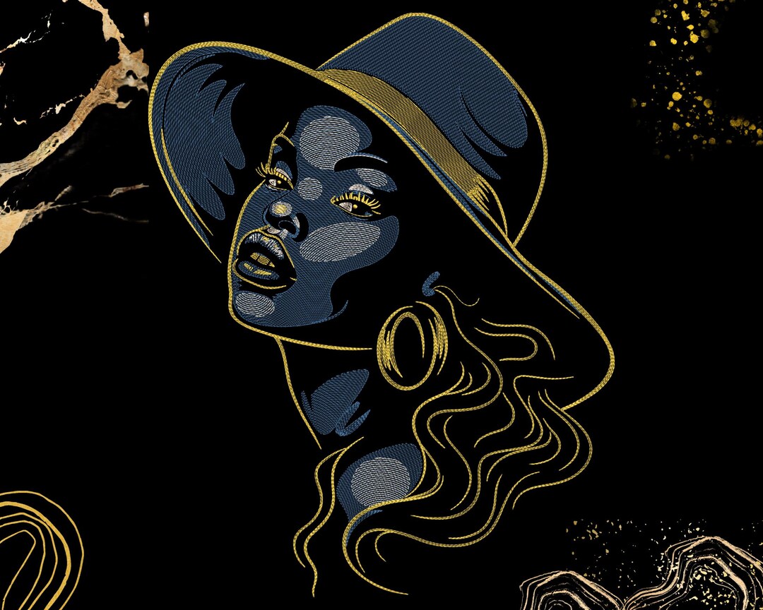 Lady in Hat Embroidery | Elegant Fashion Portrait Design | DIY Decor ...