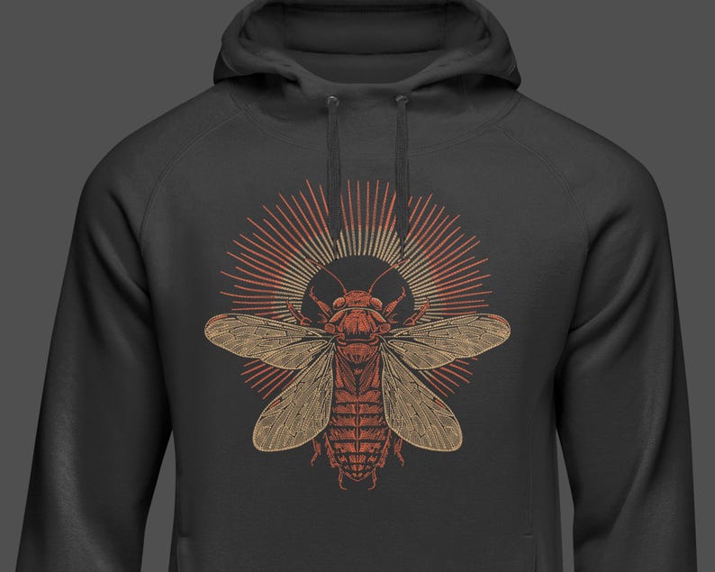 Cicada Embroidery Design | Boho Insect Art | Nature-inspired Machine ...